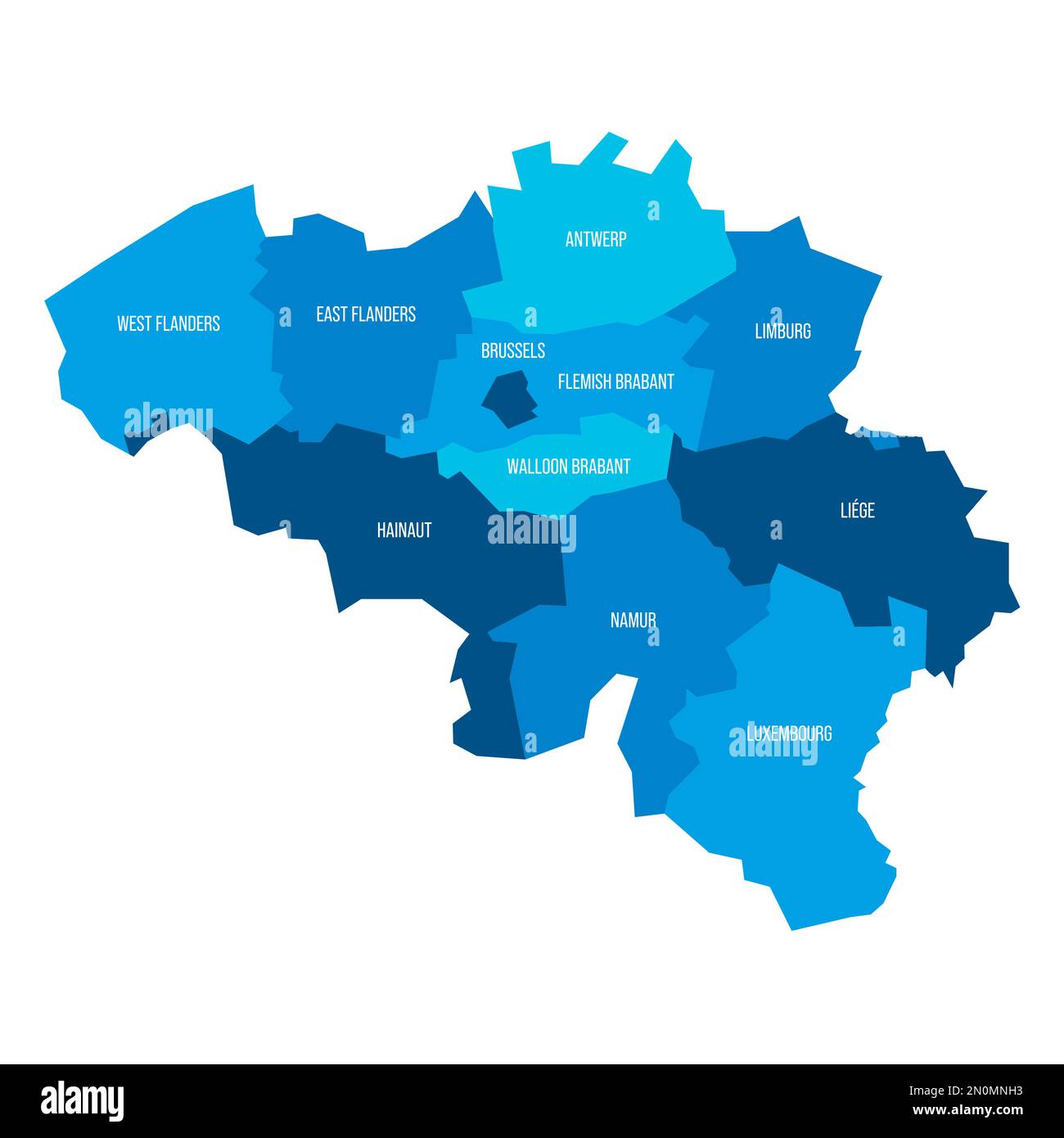 Belgium political map of administrative divisions - provinces. Flat ...
