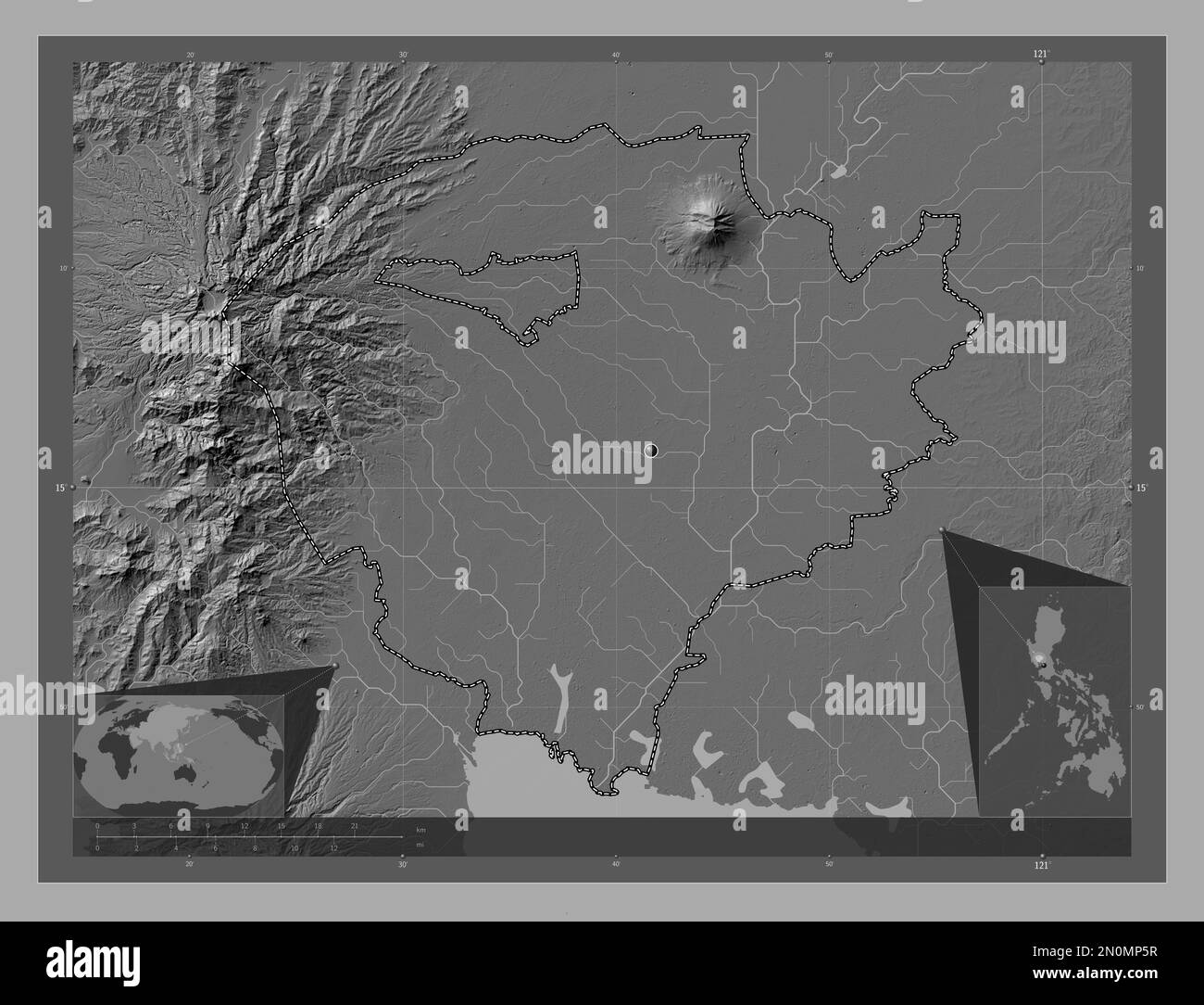 Pampanga, province of Philippines. Bilevel elevation map with lakes and ...