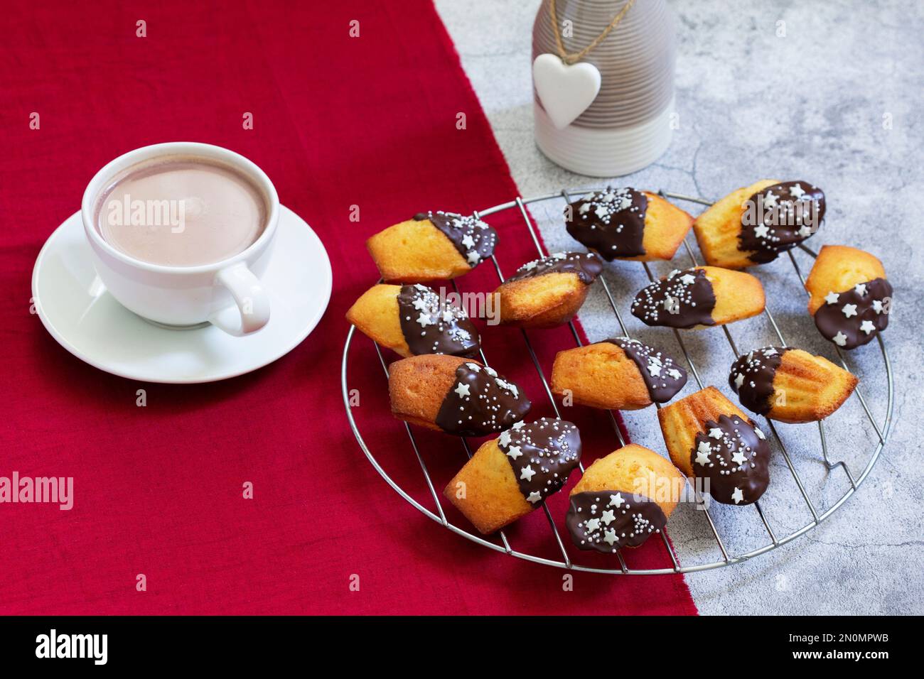 Traditional French Madeleine served with coffee, Valentine's Day Stock ...
