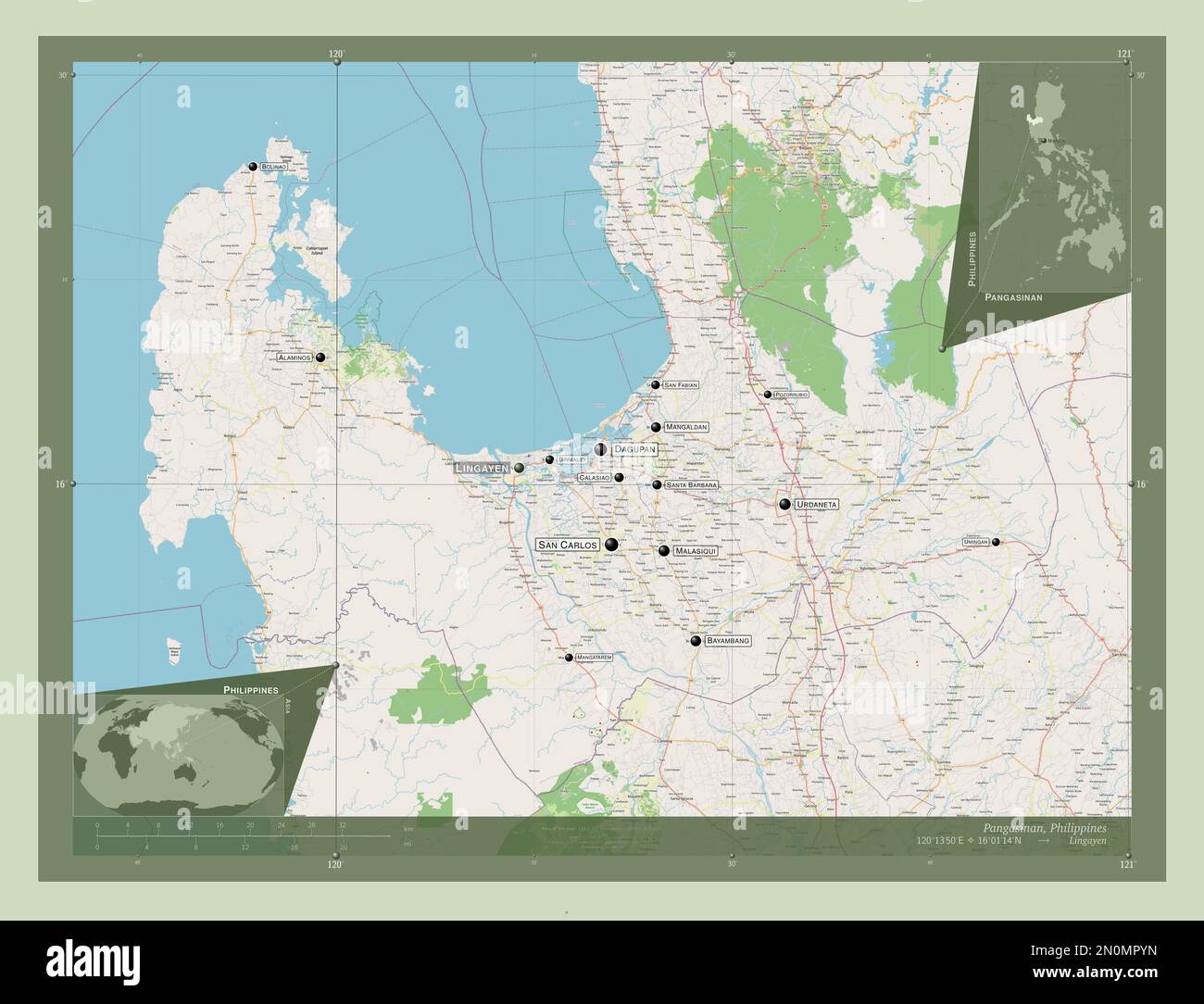 Pangasinan, province of Philippines. Open Street Map. Locations and ...