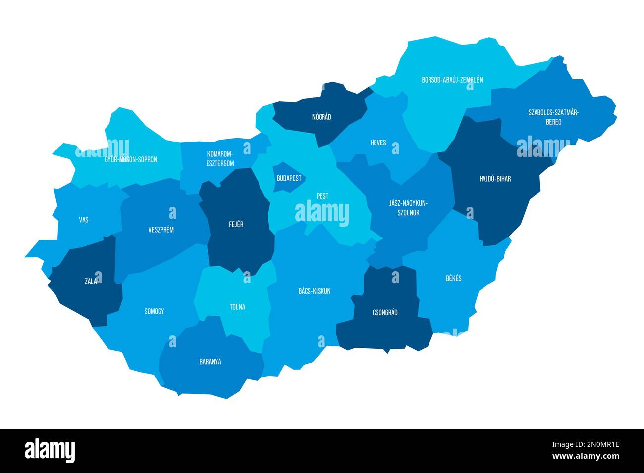 Hungary political map of administrative divisions - counties and ...