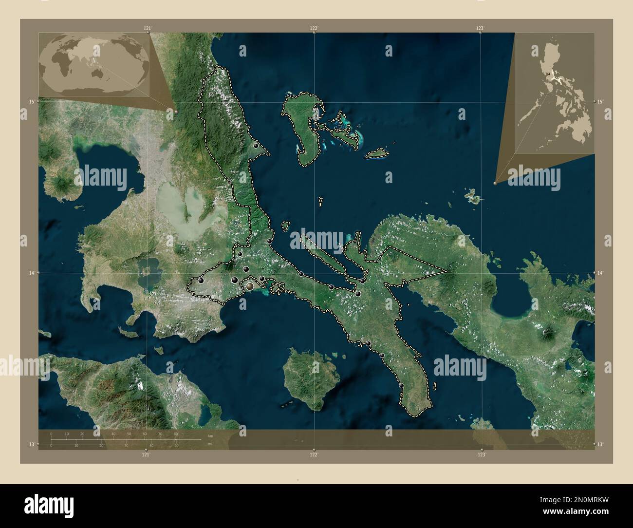 Quezon, province of Philippines. High resolution satellite map ...