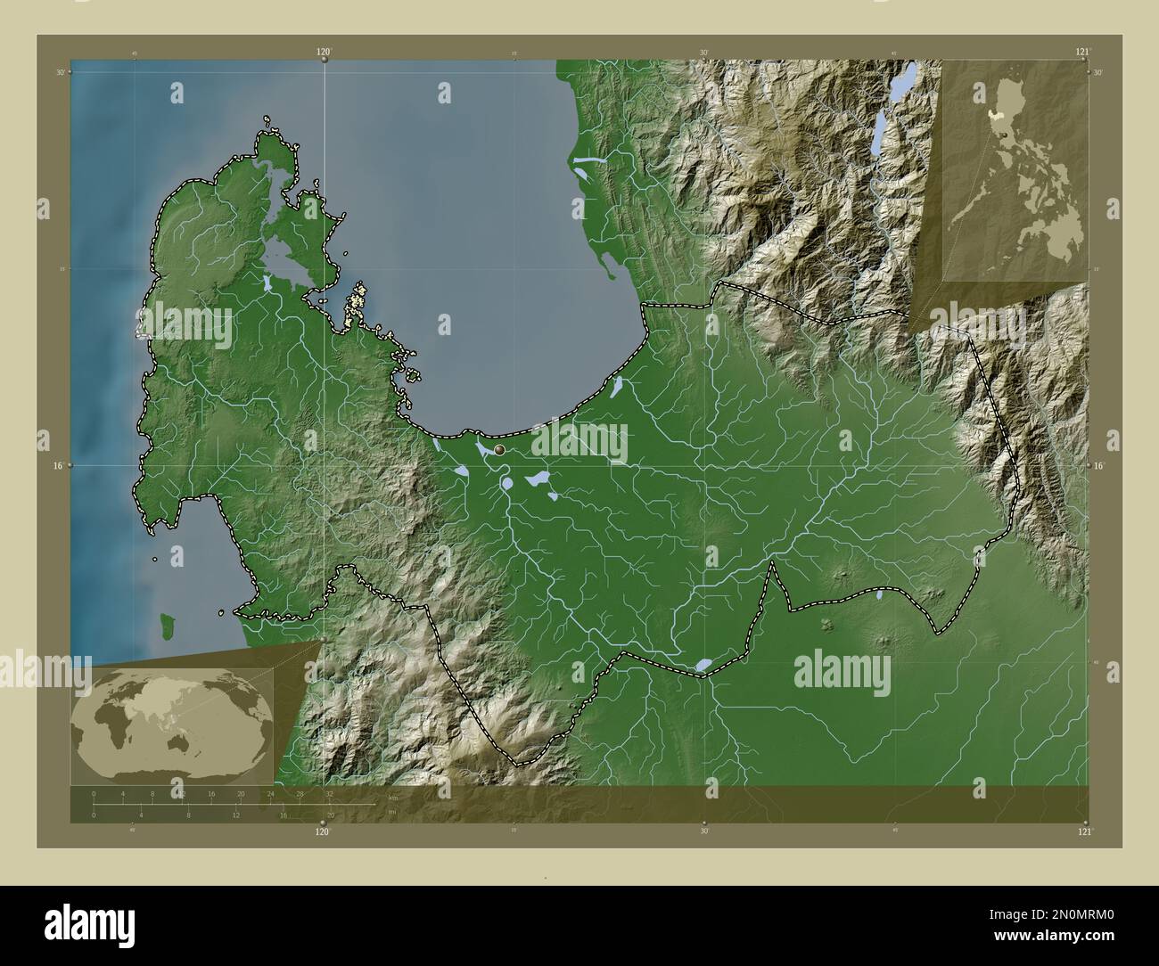 Pangasinan, province of Philippines. Elevation map colored in wiki ...