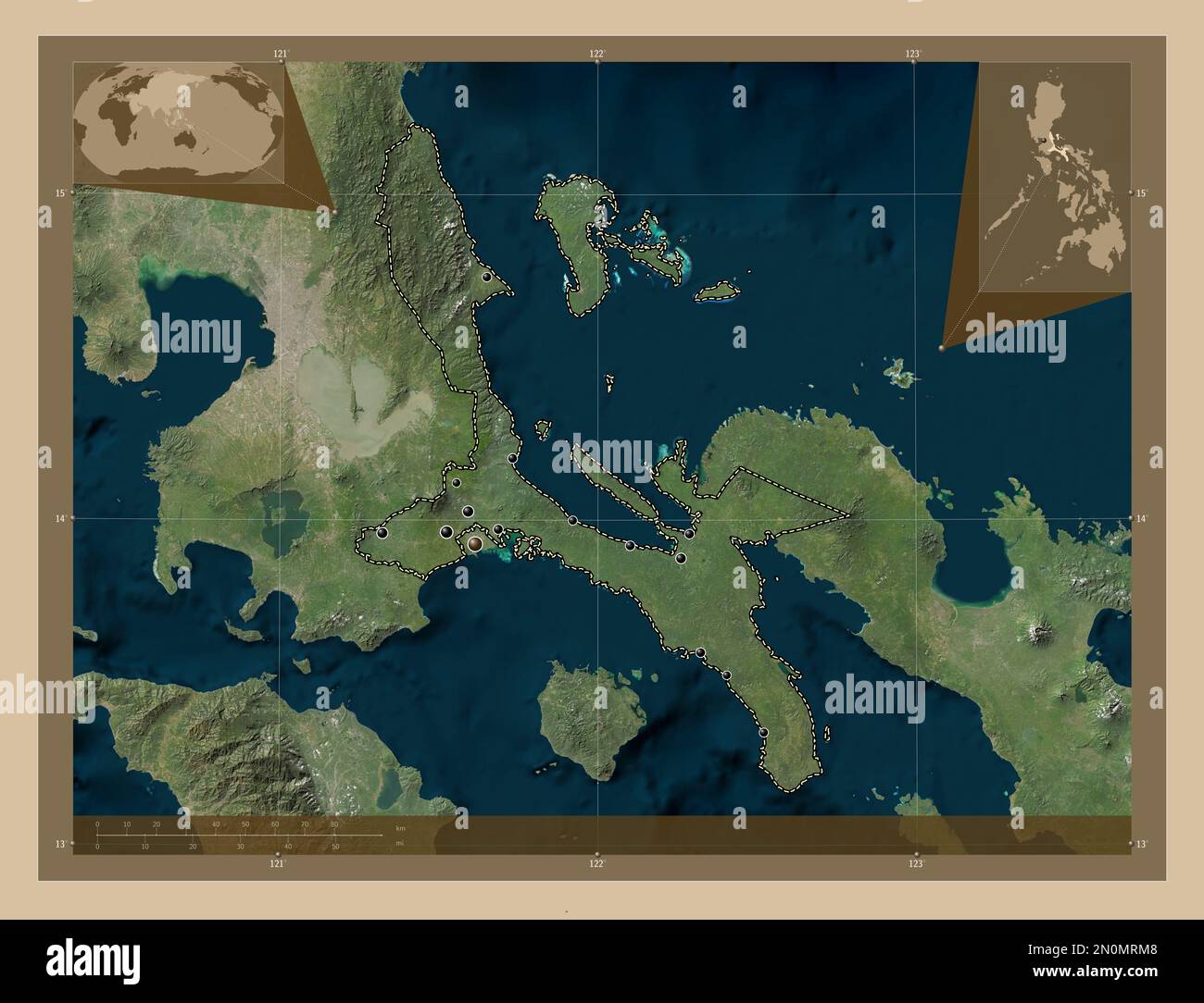 Quezon, province of Philippines. Low resolution satellite map ...
