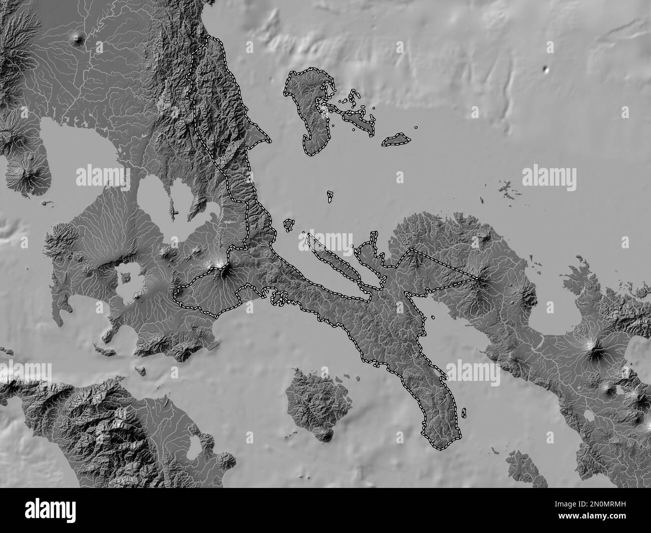 Quezon, province of Philippines. Bilevel elevation map with lakes and ...