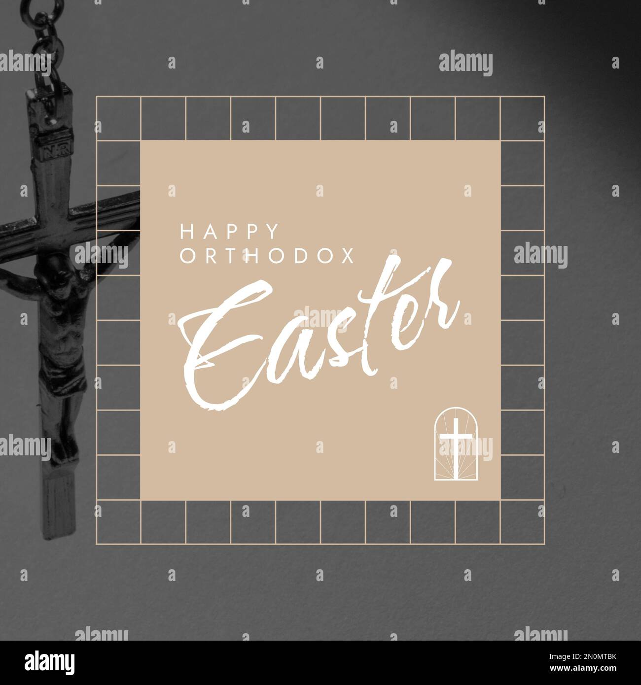 Composition of orthodox easter text over cross Stock Photo - Alamy