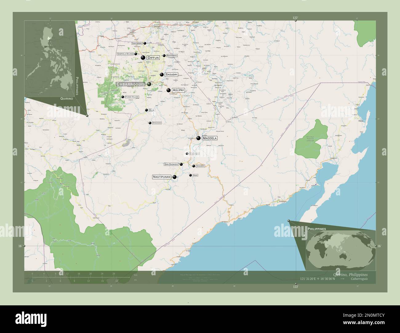 Quirino, province of Philippines. Open Street Map. Locations and names ...