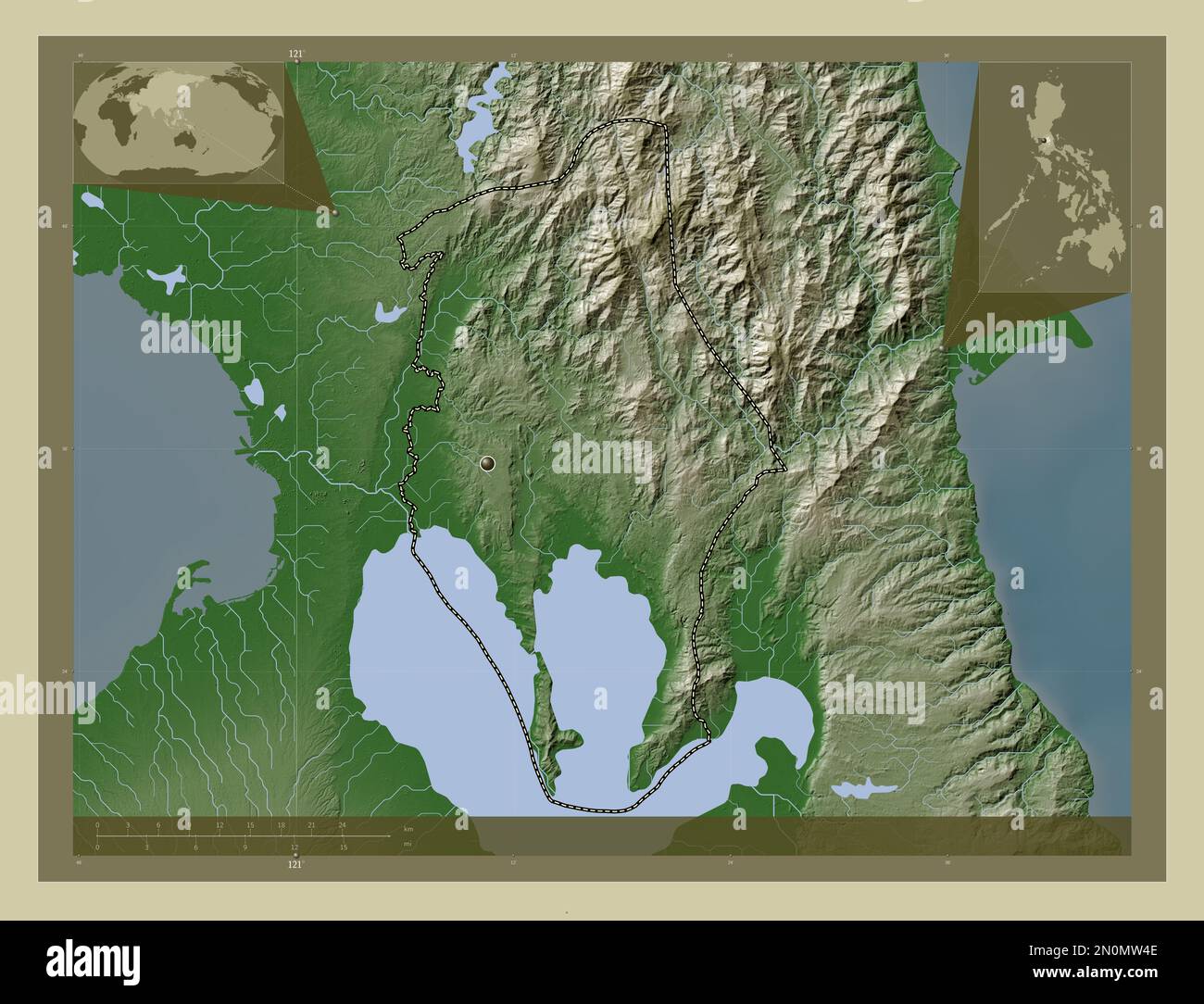 Rizal, province of Philippines. Elevation map colored in wiki style ...