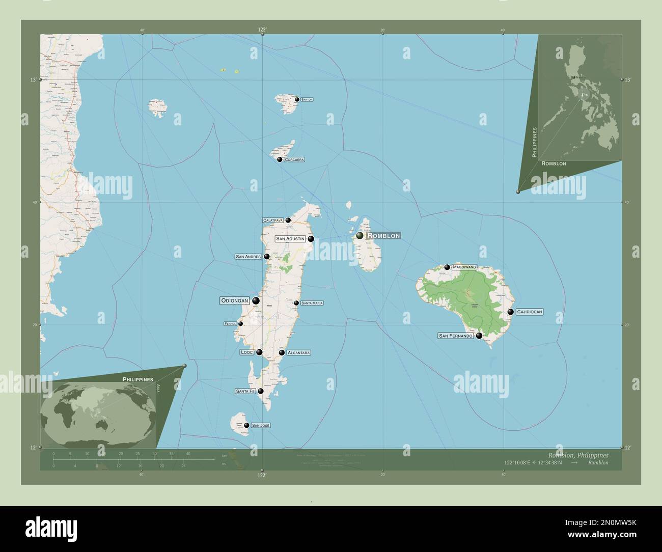Romblon, province of Philippines. Open Street Map. Locations and names ...