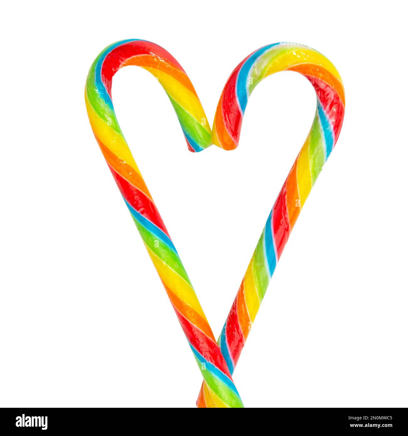 Multicolor stripy candy cane isolated on a white background Stock Photo ...