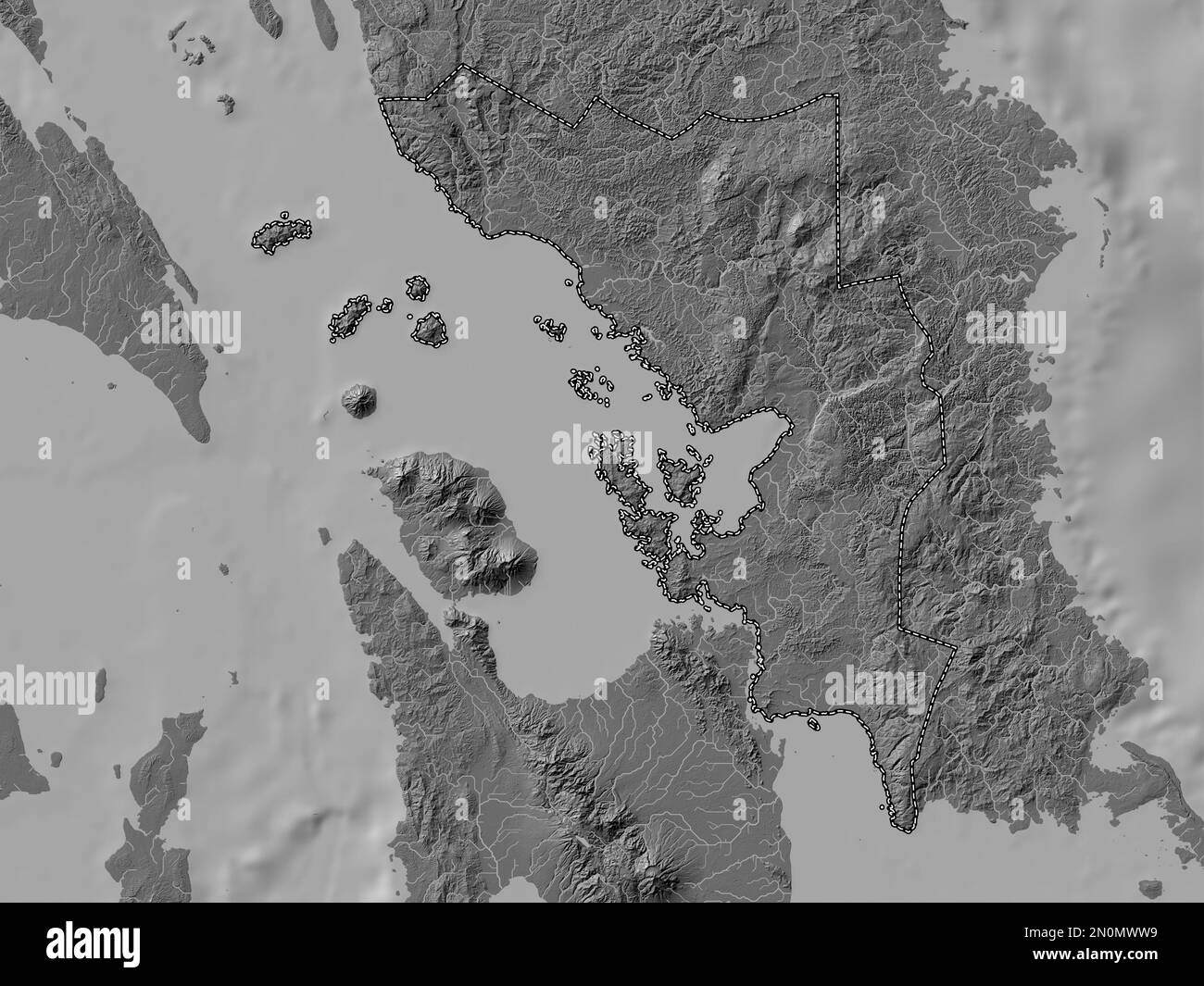 Samar, province of Philippines. Bilevel elevation map with lakes and ...