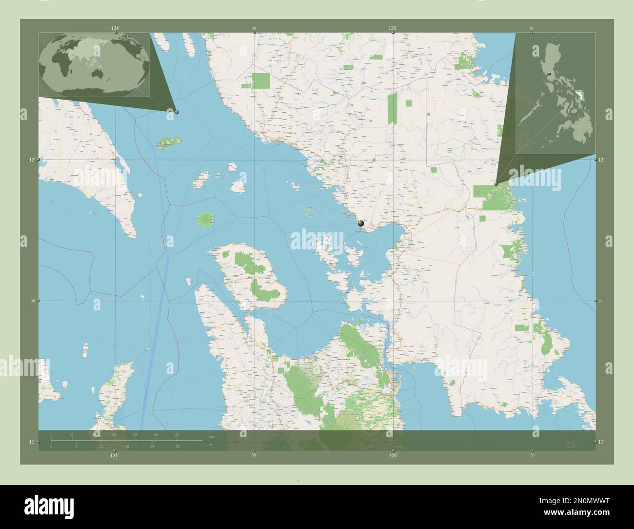 Samar, province of Philippines. Open Street Map. Corner auxiliary ...