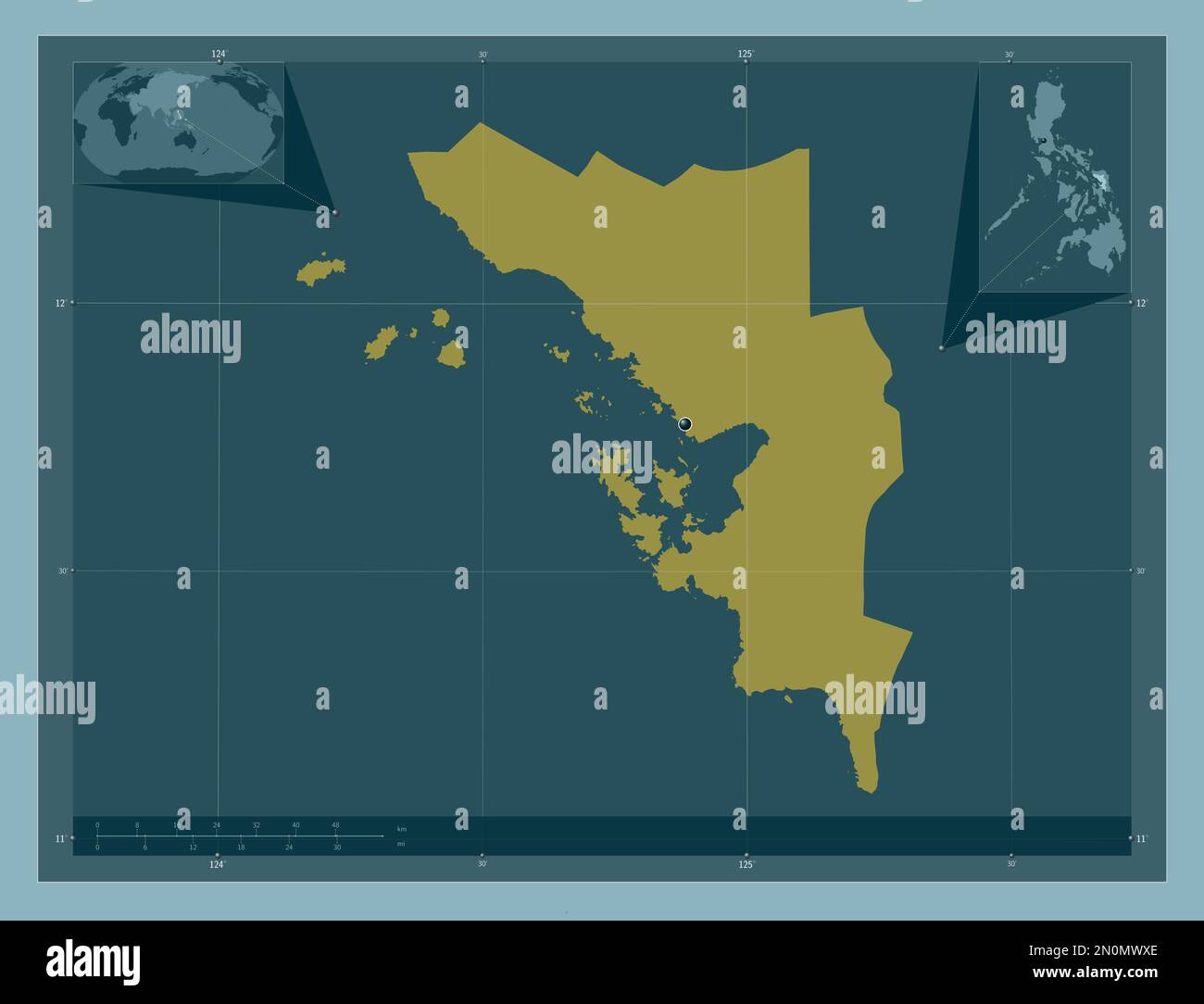 Samar, province of Philippines. Solid color shape. Corner auxiliary ...