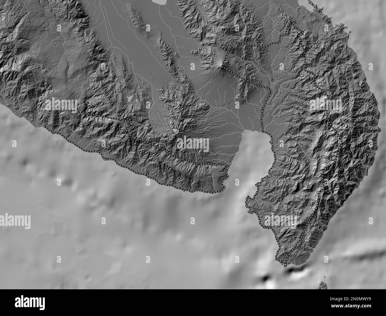 Sarangani, province of Philippines. Bilevel elevation map with lakes ...