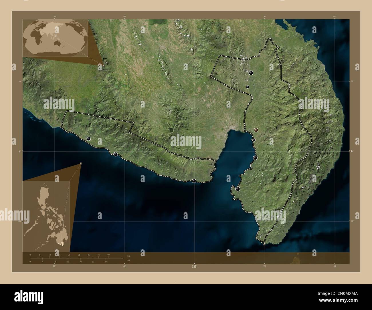 Sarangani, province of Philippines. Low resolution satellite map ...