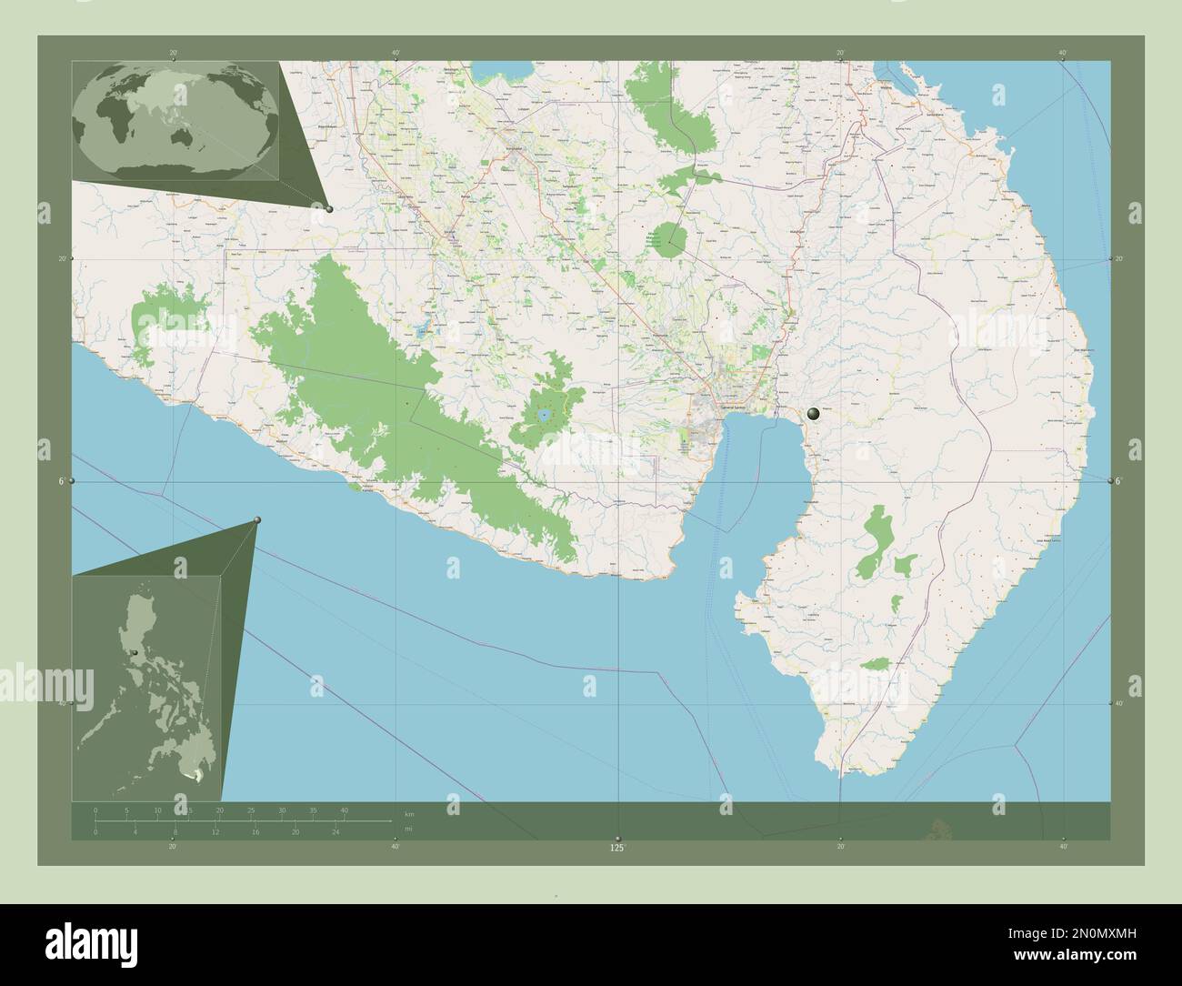 Sarangani, province of Philippines. Open Street Map. Corner auxiliary ...