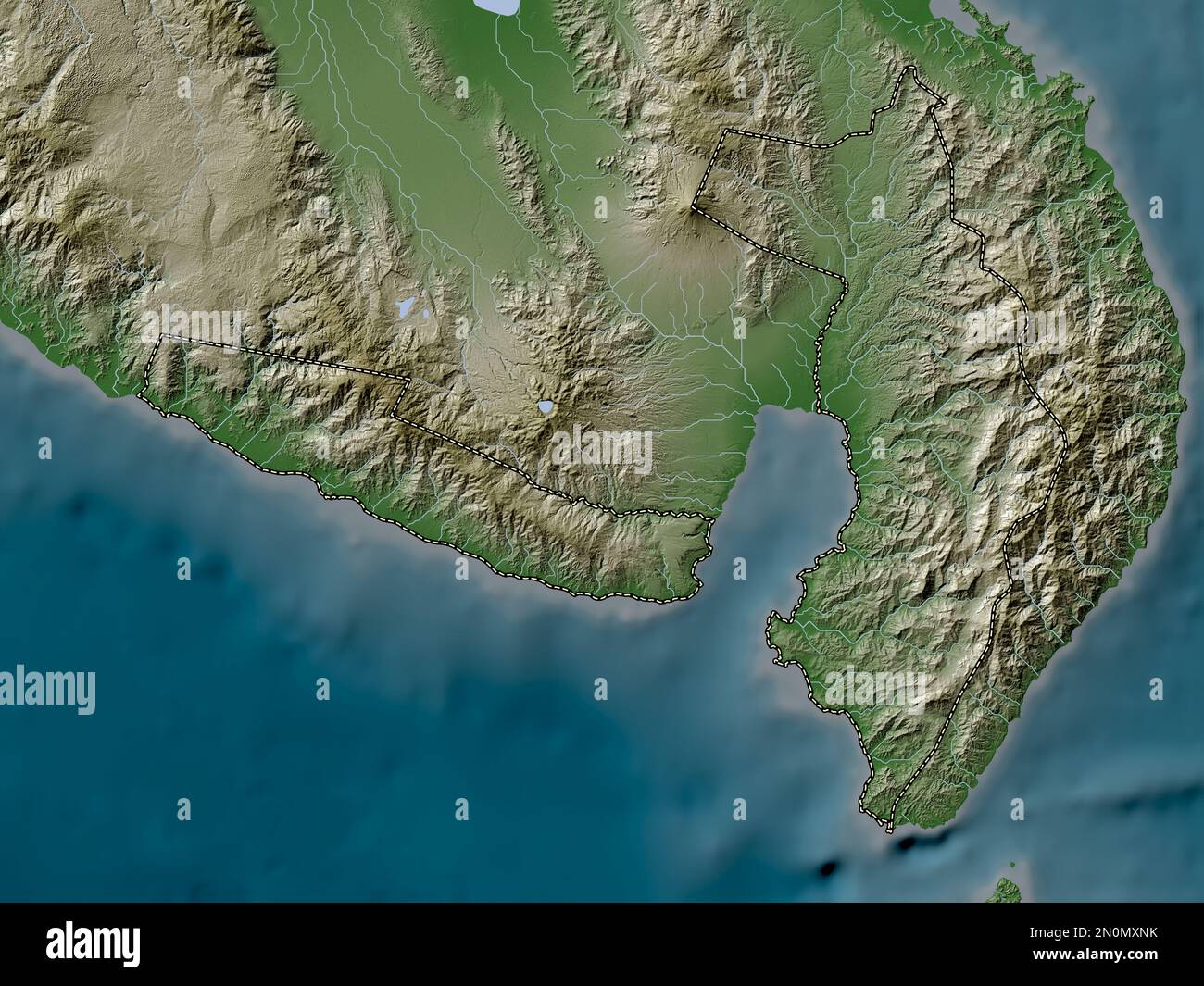 Sarangani, province of Philippines. Elevation map colored in wiki style ...