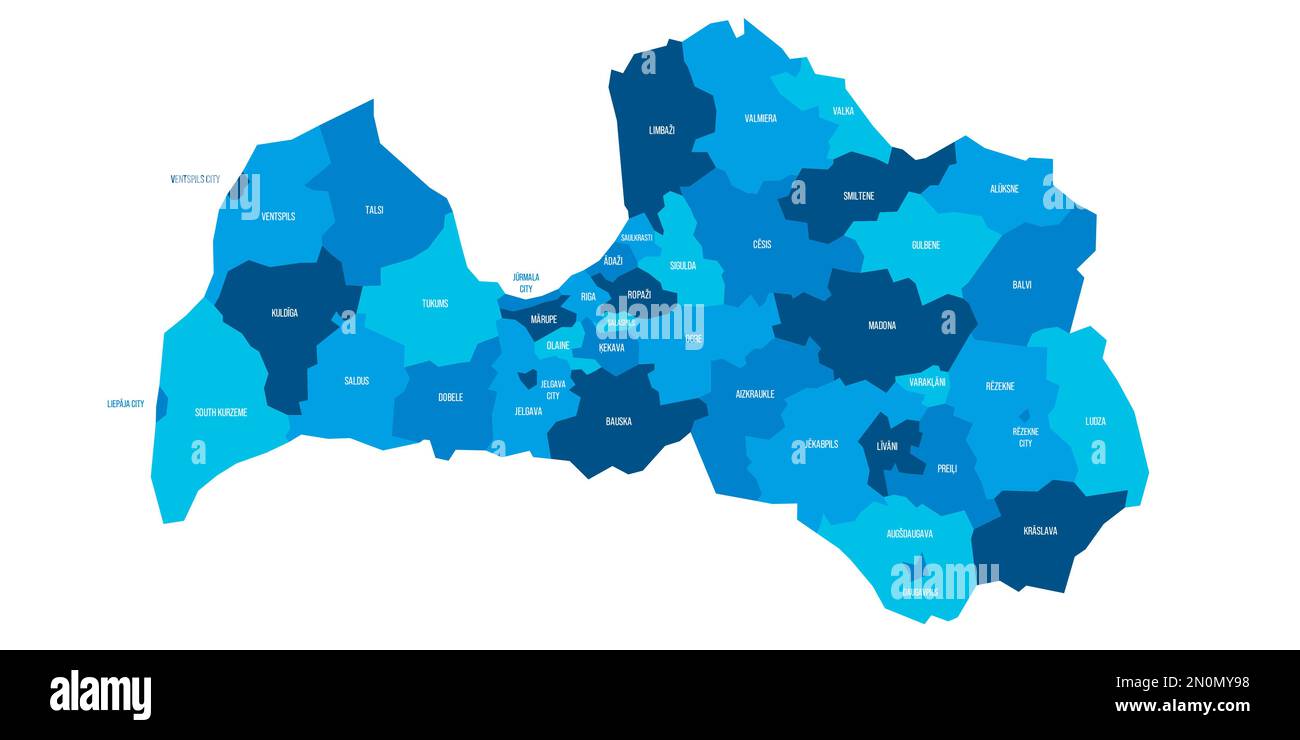 Latvia political map of administrative divisions - municipalities and ...