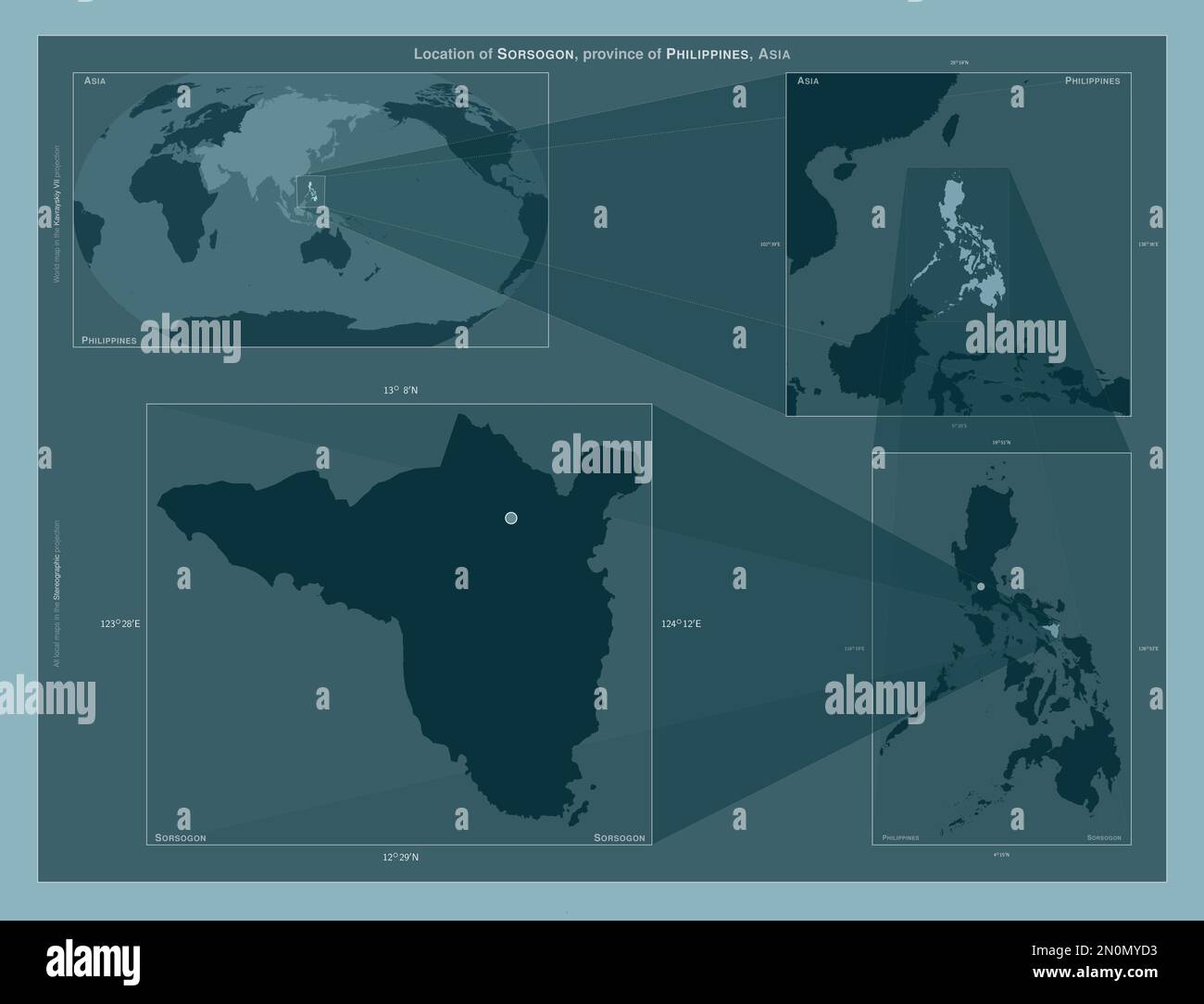 Sorsogon, province of Philippines. Diagram showing the location of the ...