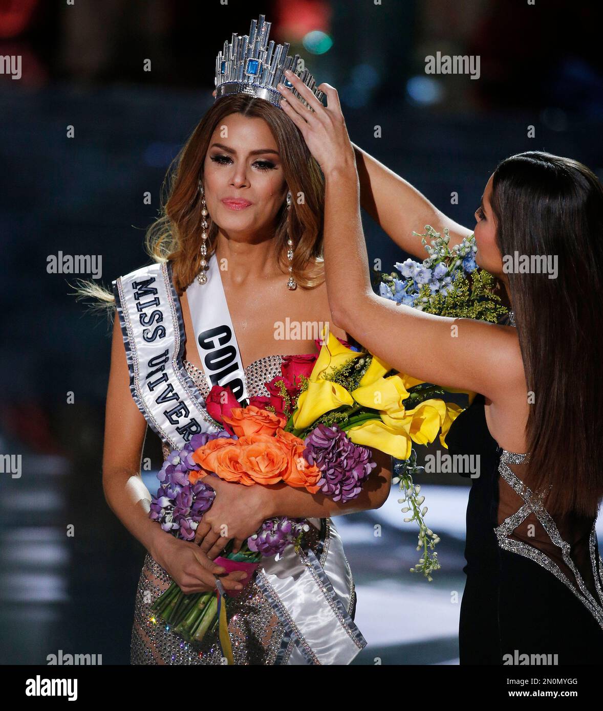 Miss Colombia Ariadna Gutierrez reacts after she was named Miss ...