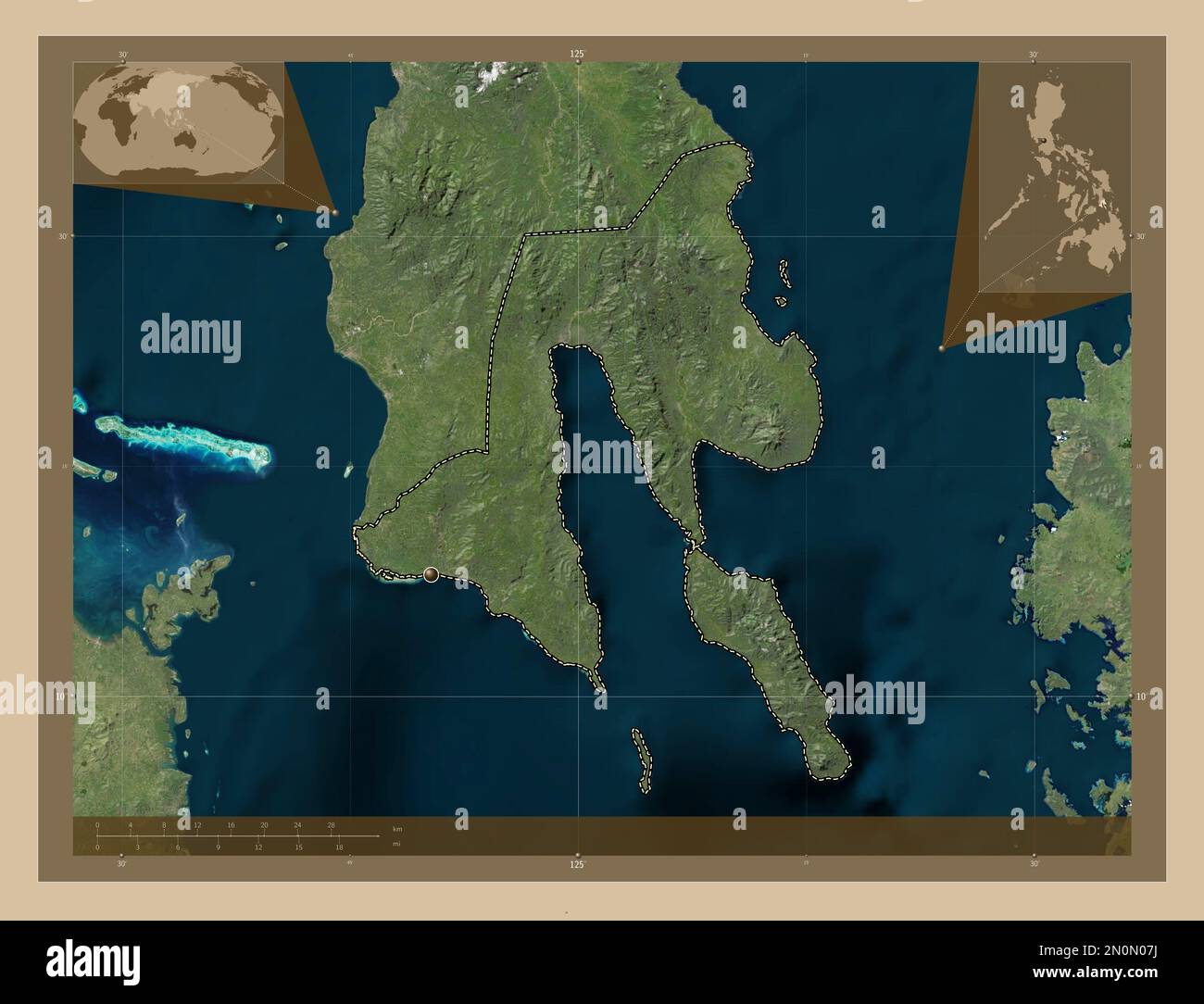 Southern Leyte, province of Philippines. Low resolution satellite map ...