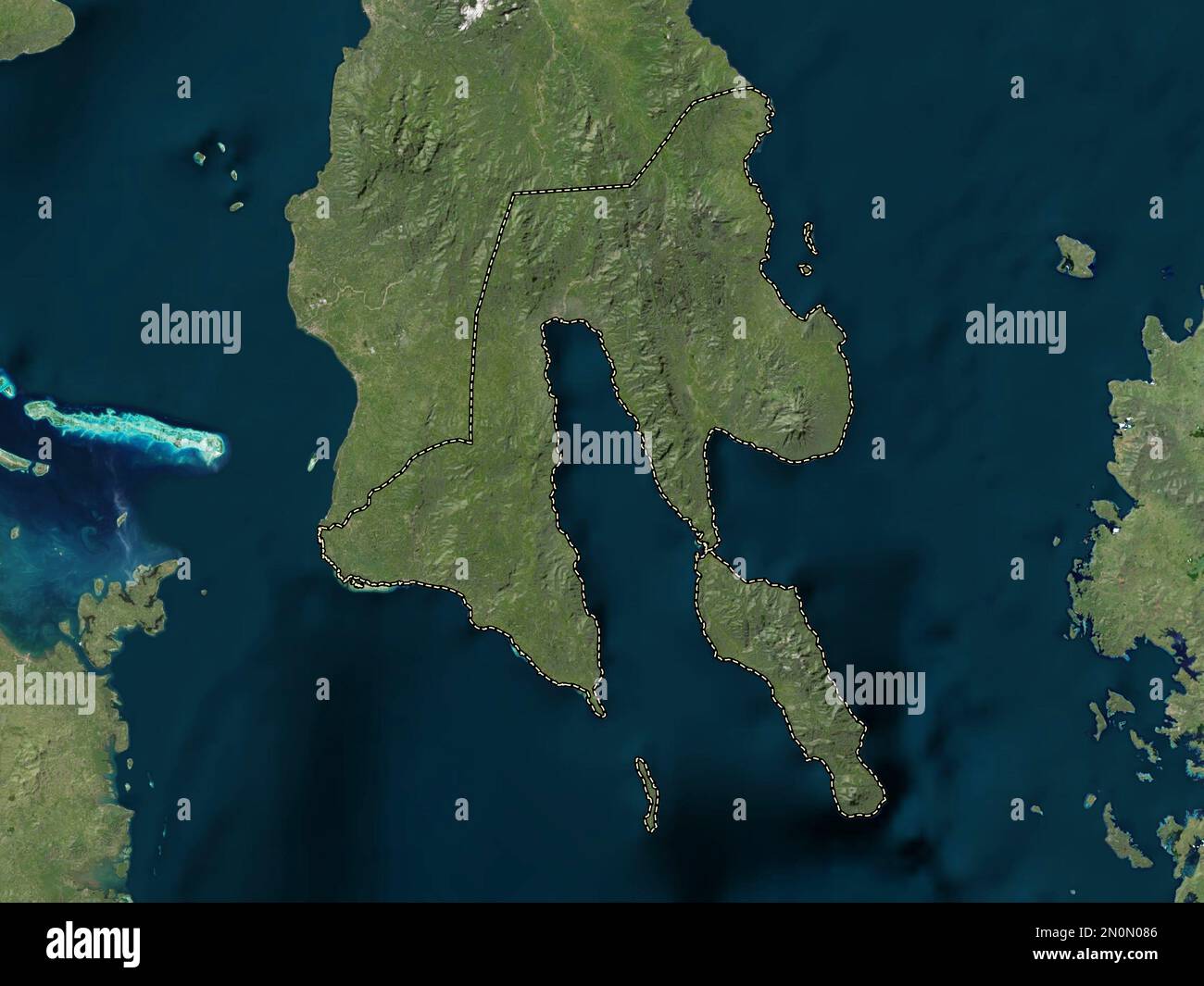 Southern Leyte, province of Philippines. Low resolution satellite map ...