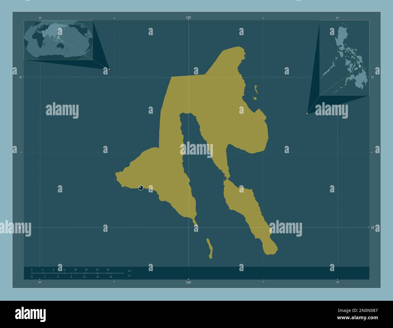 Southern Leyte, province of Philippines. Solid color shape. Corner ...