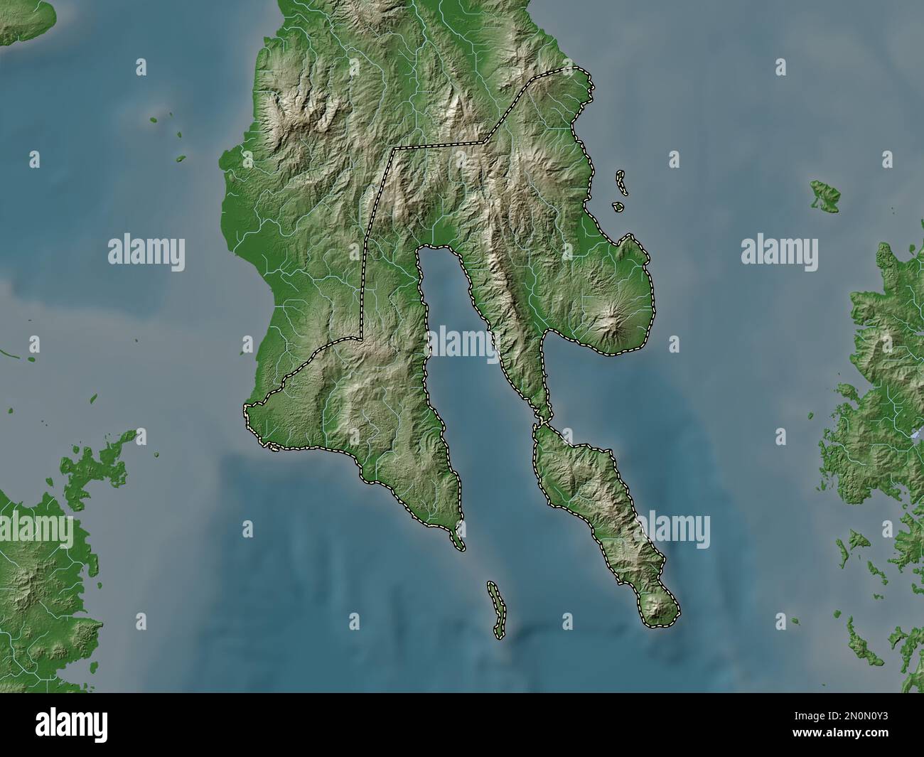 Southern Leyte, province of Philippines. Elevation map colored in wiki ...