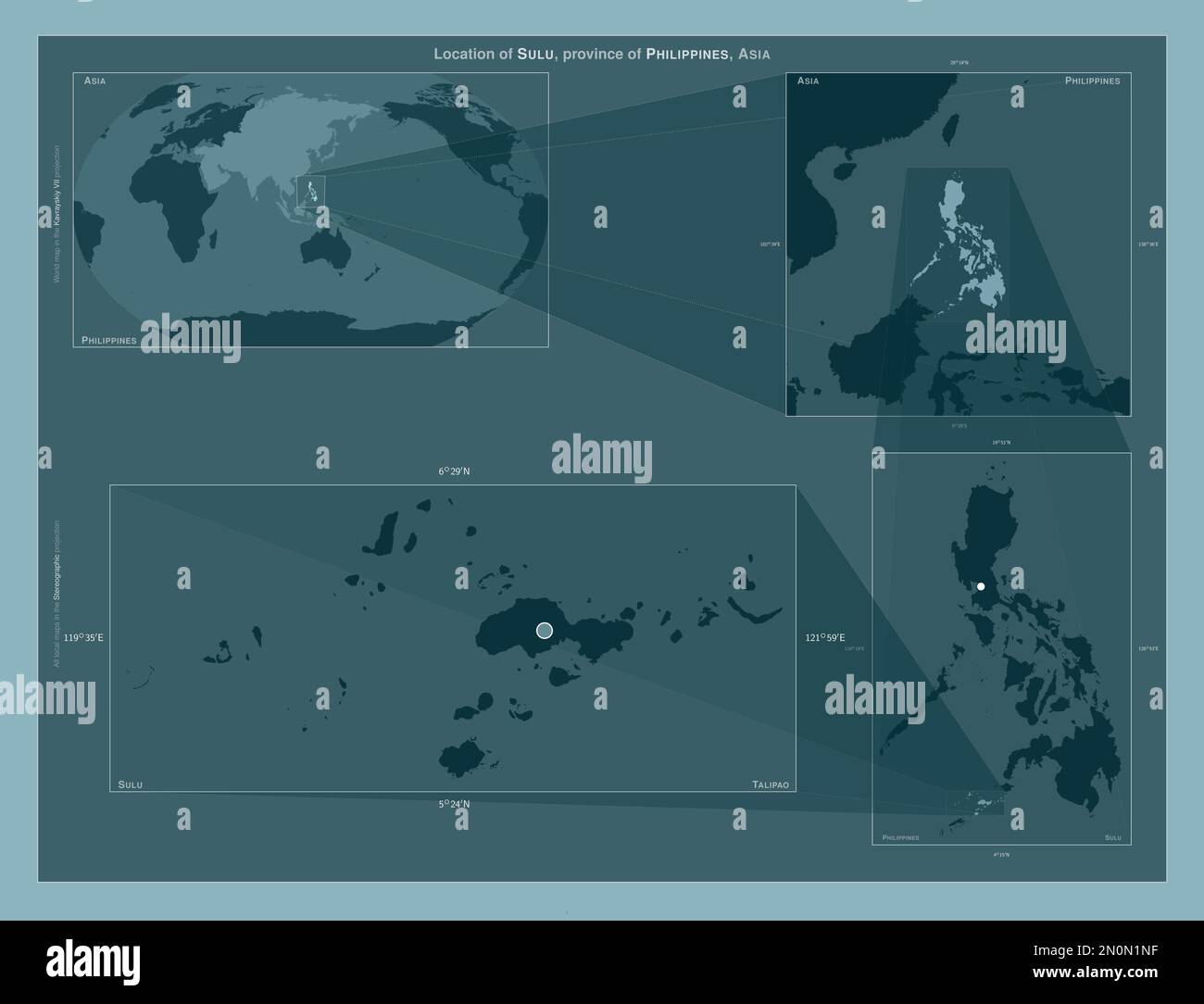 Sulu, province of Philippines. Diagram showing the location of the ...