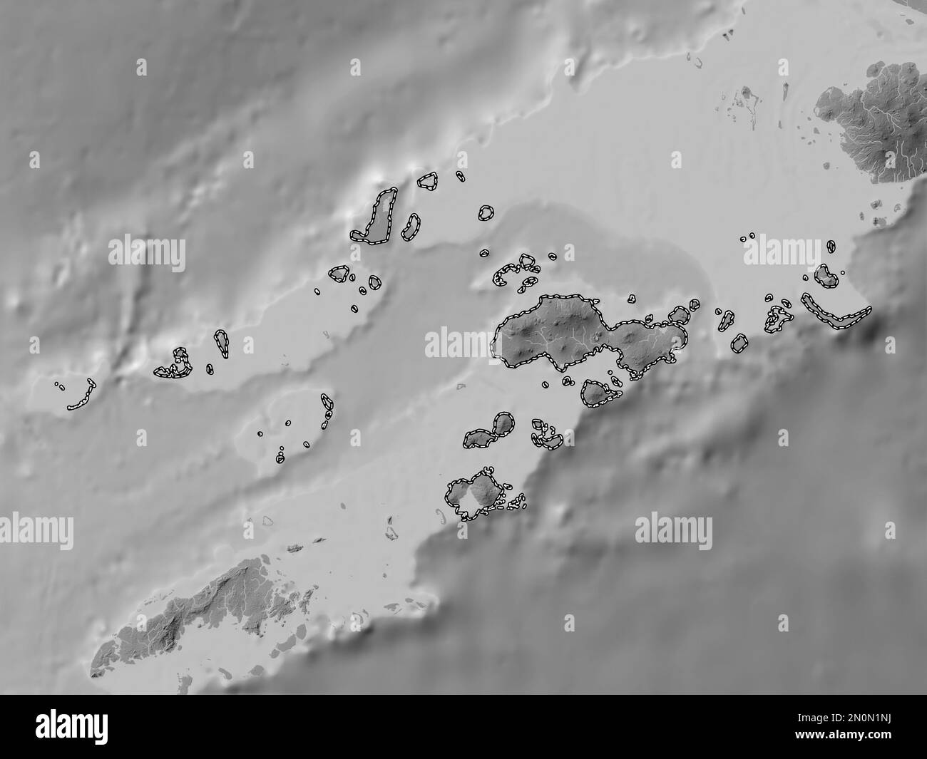 Sulu, province of Philippines. Grayscale elevation map with lakes and ...