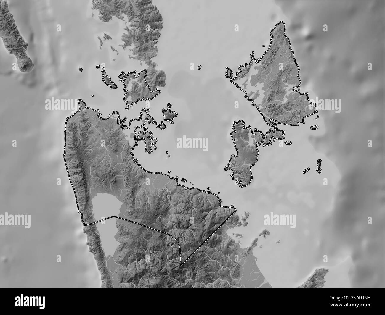 Surigao del Norte, province of Philippines. Grayscale elevation map ...
