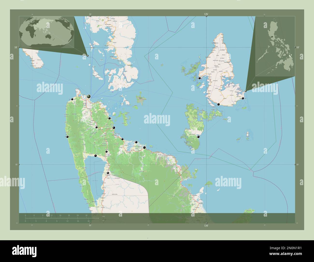 Surigao del Norte, province of Philippines. Open Street Map. Locations ...