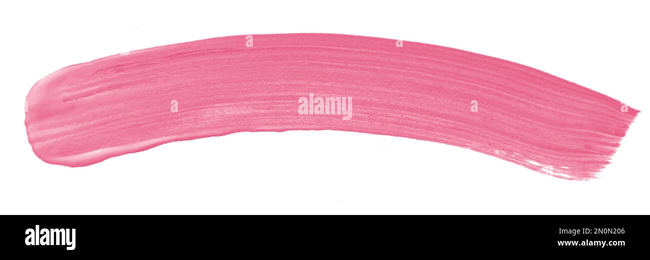 Acrylic pink paint brush track blank art isolated on the white ...