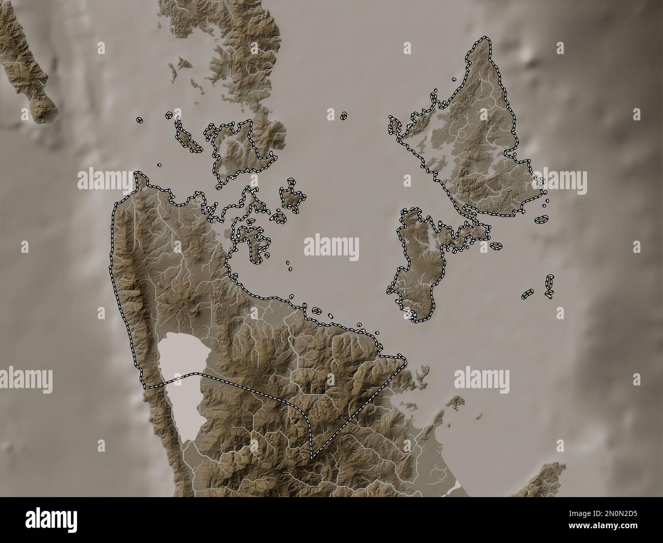 Surigao del Norte, province of Philippines. Elevation map colored in ...