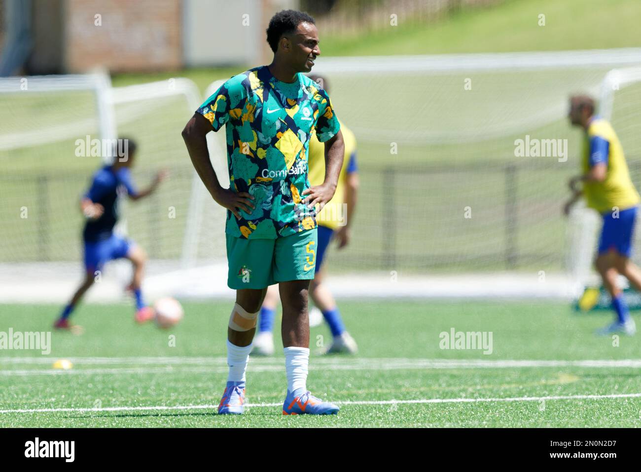 Daniel Campbell of Australia warms up before the match between ...