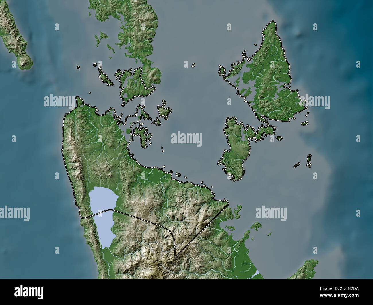 Surigao del Norte, province of Philippines. Elevation map colored in ...