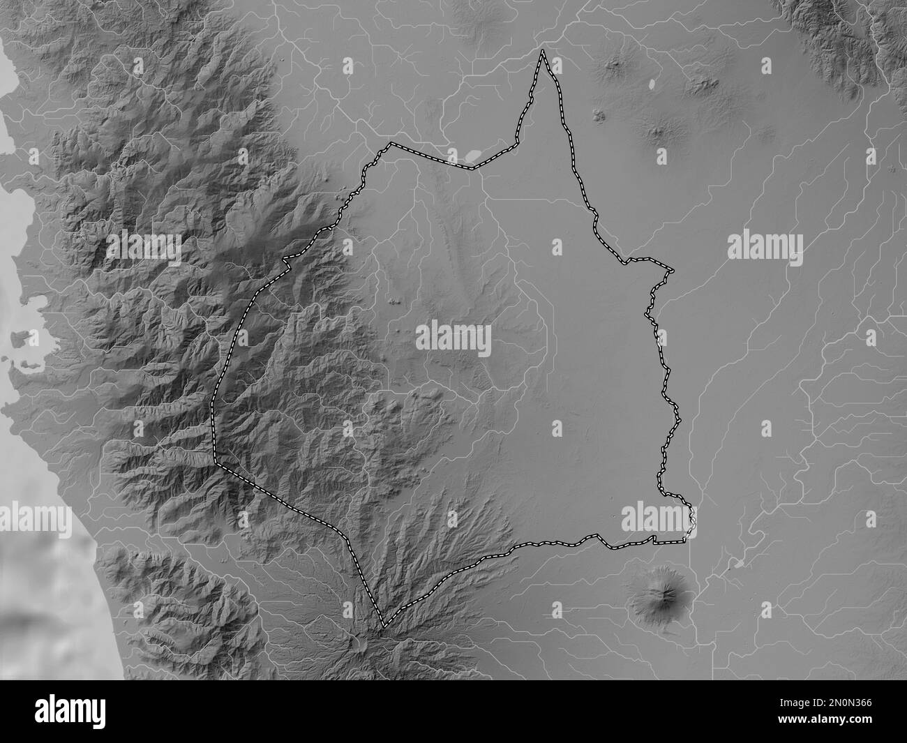 Tarlac, province of Philippines. Grayscale elevation map with lakes and ...