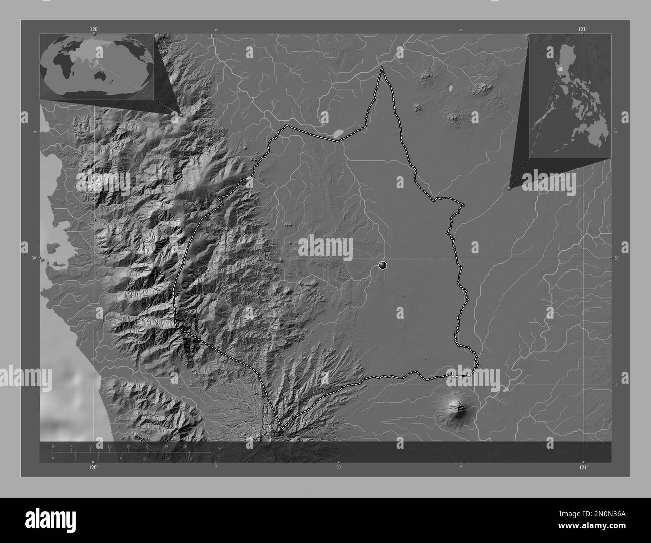Tarlac, province of Philippines. Bilevel elevation map with lakes and ...