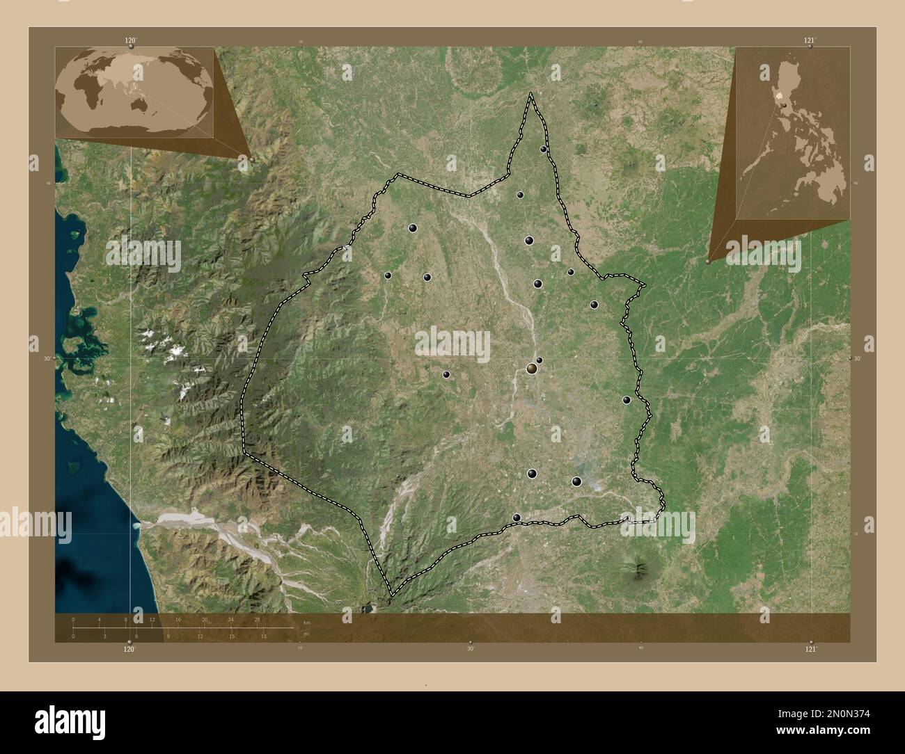 Tarlac, province of Philippines. Low resolution satellite map ...
