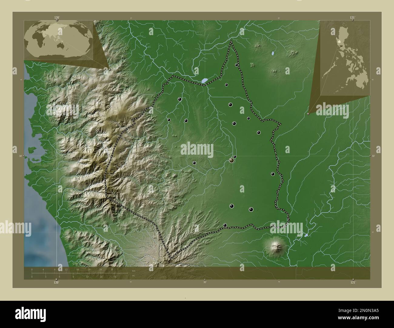 Tarlac, province of Philippines. Elevation map colored in wiki style ...