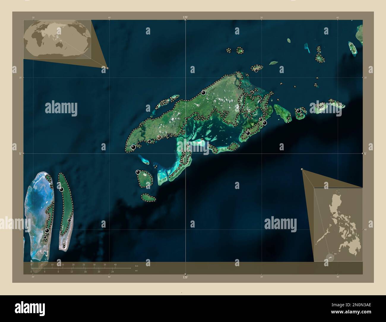 Tawi-Tawi, province of Philippines. High resolution satellite map ...