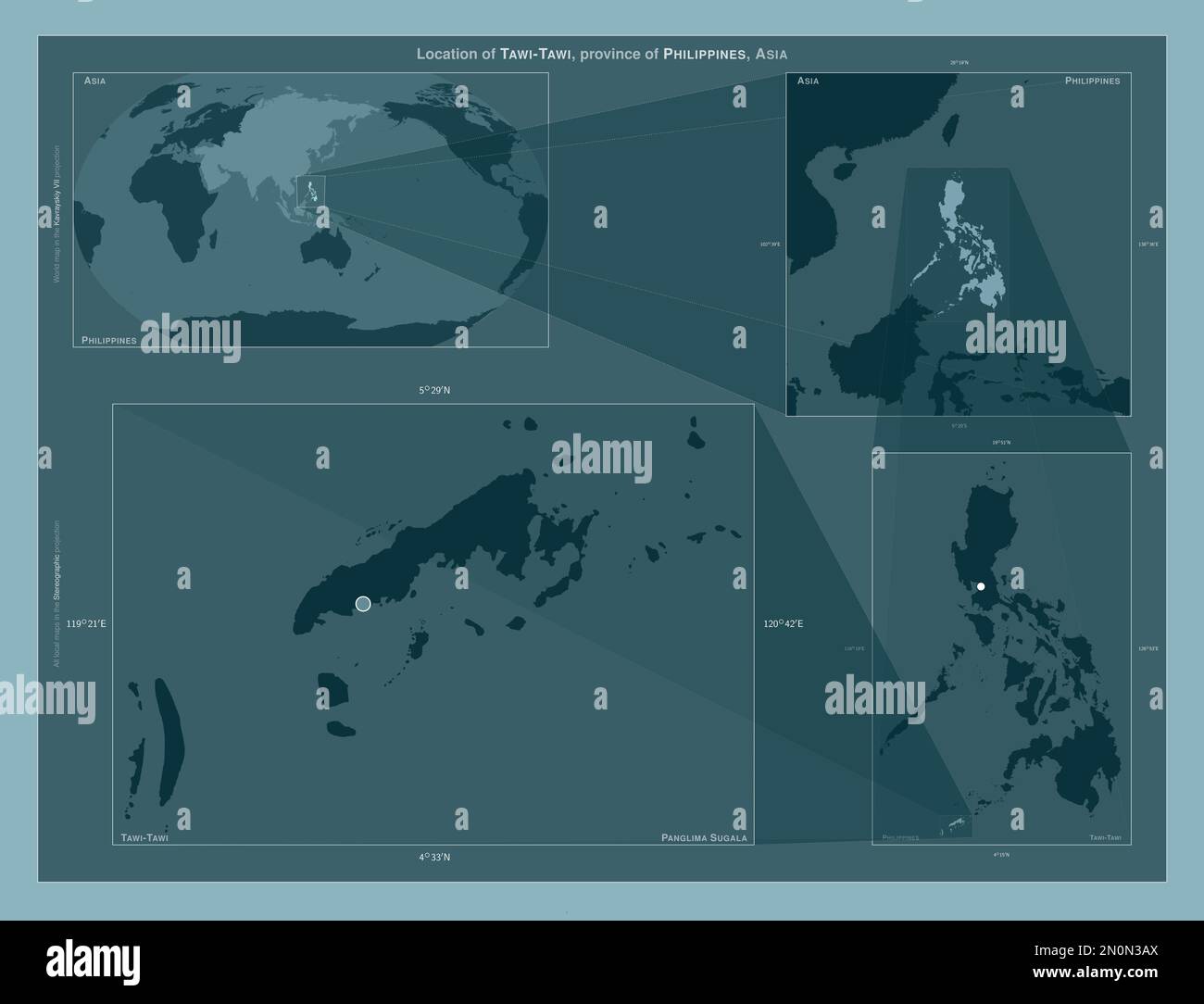 Tawi-Tawi, province of Philippines. Diagram showing the location of the ...