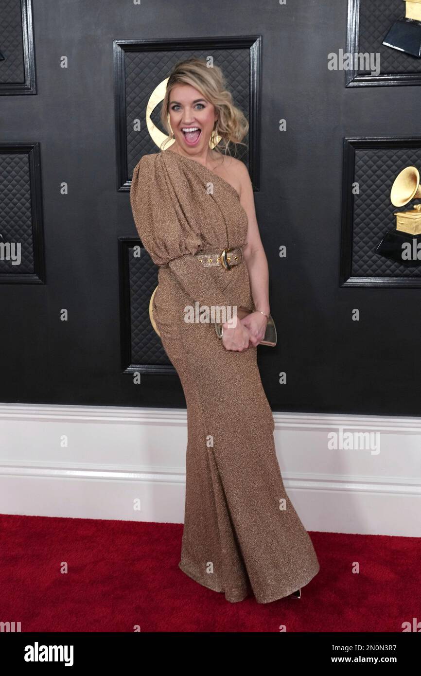 Morgan Myles arrives at the 65th annual Grammy Awards on Sunday, Feb. 5 ...