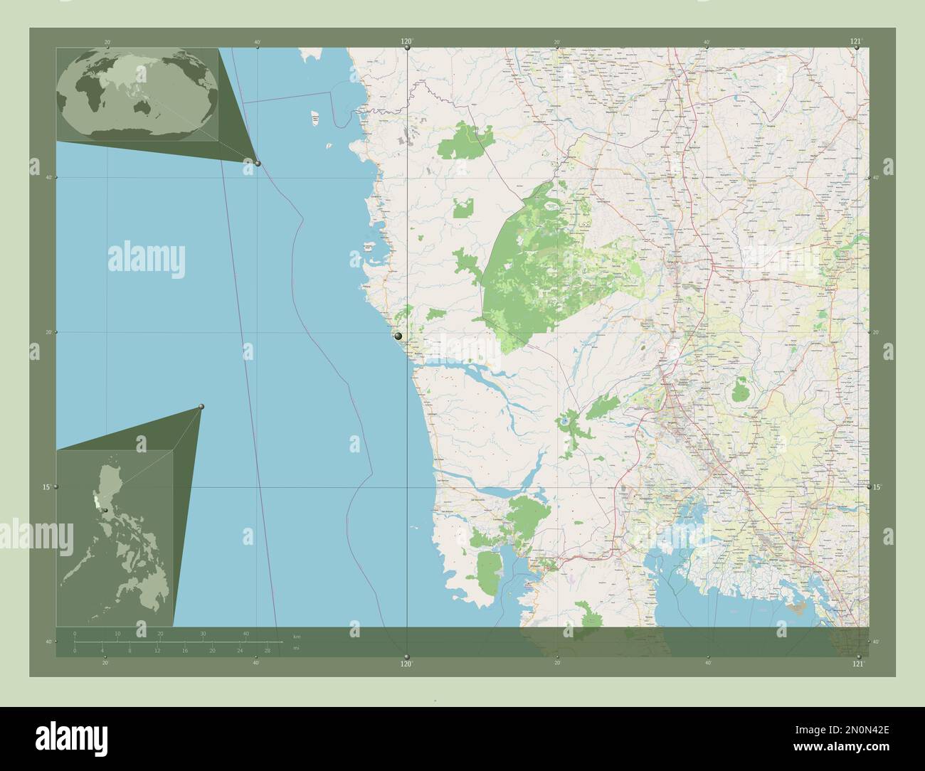 Zambales, province of Philippines. Open Street Map. Corner auxiliary ...