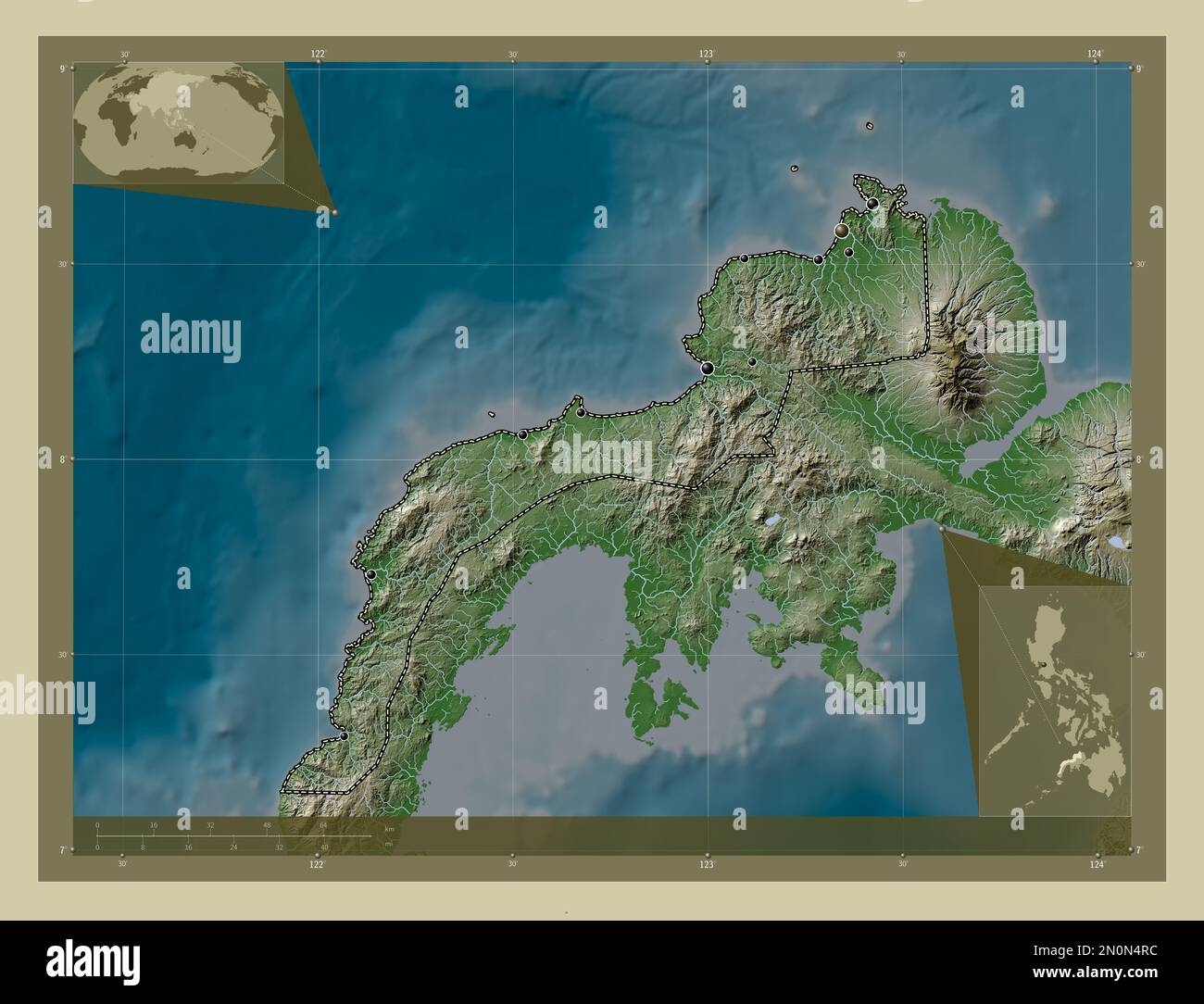 Zamboanga del Norte, province of Philippines. Elevation map colored in ...
