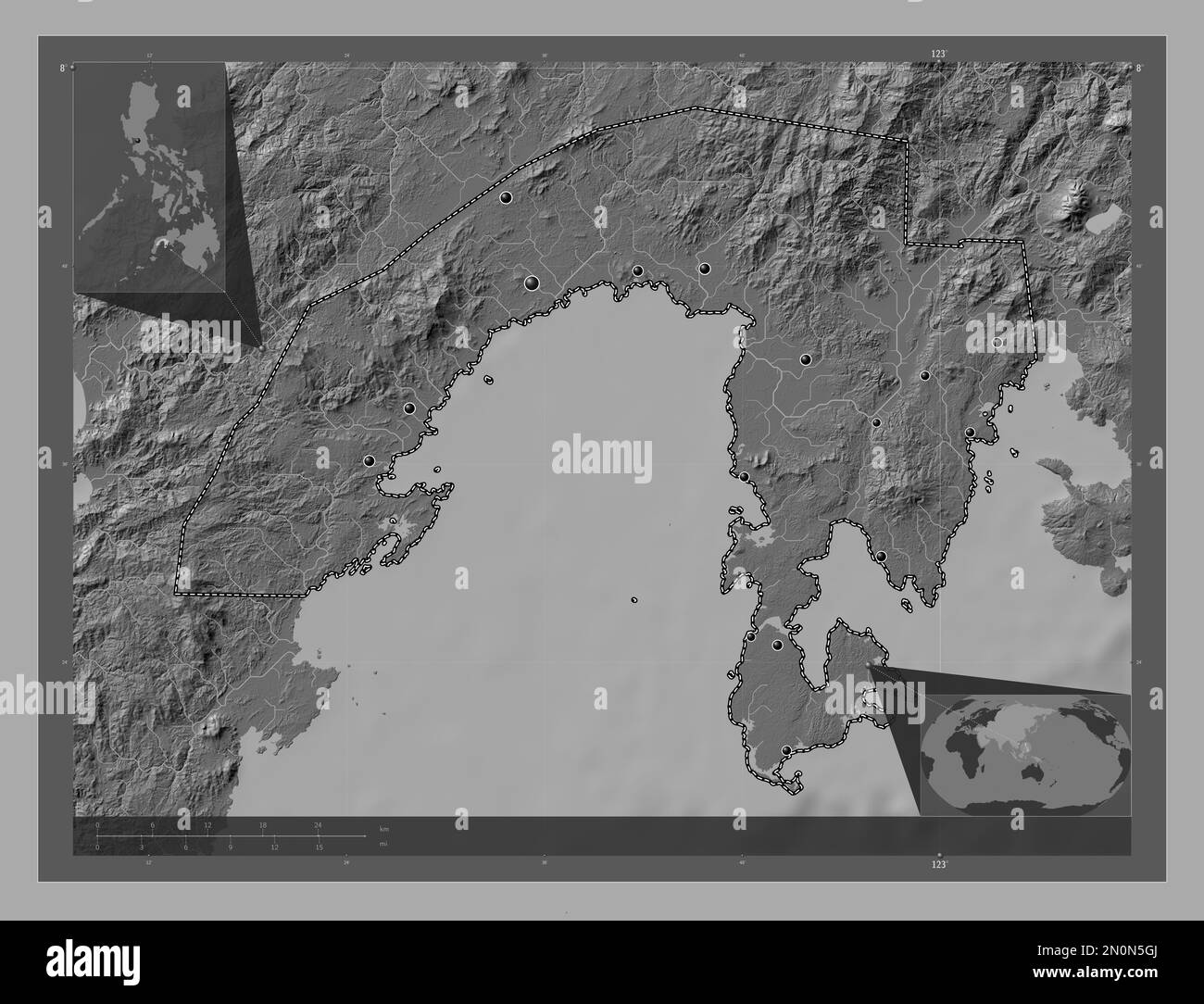 Zamboanga Sibugay, province of Philippines. Bilevel elevation map with ...