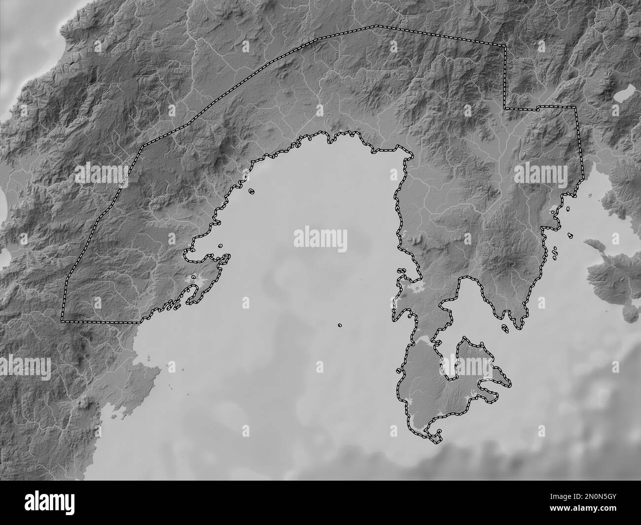 Zamboanga Sibugay, province of Philippines. Grayscale elevation map ...