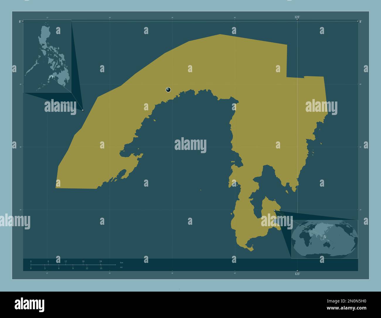 Zamboanga Sibugay, province of Philippines. Solid color shape. Corner ...