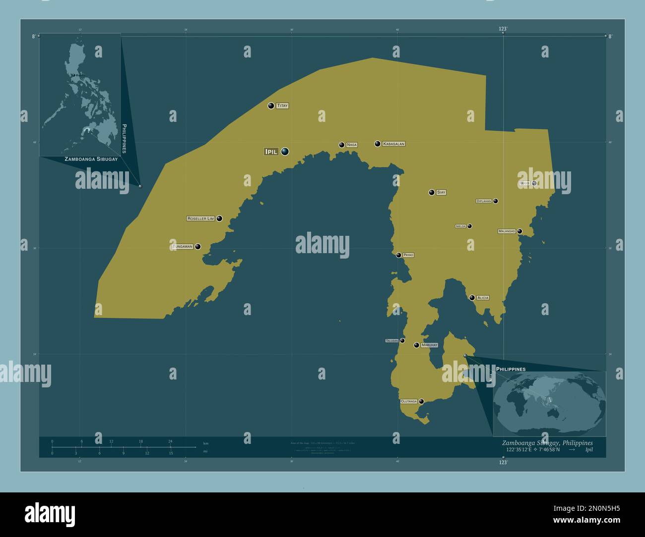 Zamboanga Sibugay, province of Philippines. Solid color shape ...