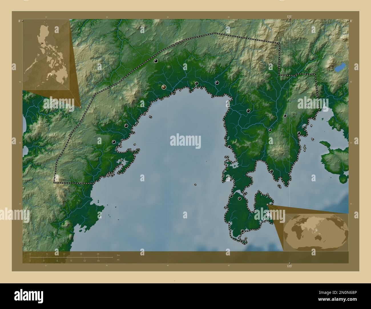 Zamboanga Sibugay, province of Philippines. Colored elevation map with ...